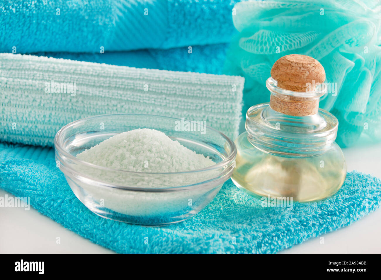 Wellness Spa Bathing Salt and Oil Stock Photo - Alamy