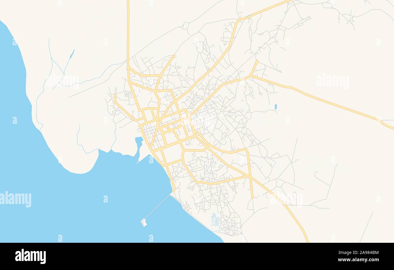 Printable street map of Toliara, Madagascar. Map template for business ...