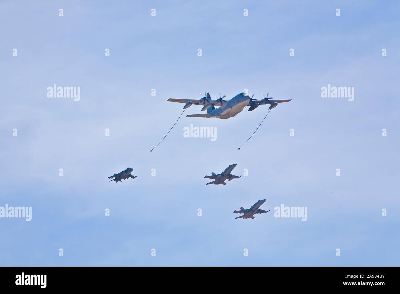 US Marine Corps KC-130 tanker/transport aircraft can refuel both fixed ...