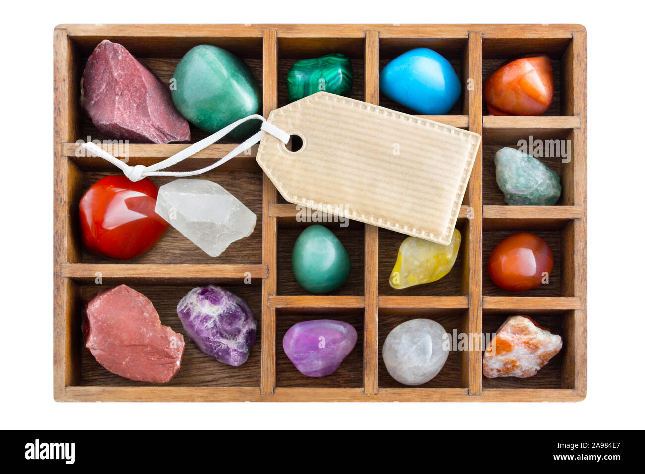 Gemstones and wooden box Stock Photo - Alamy