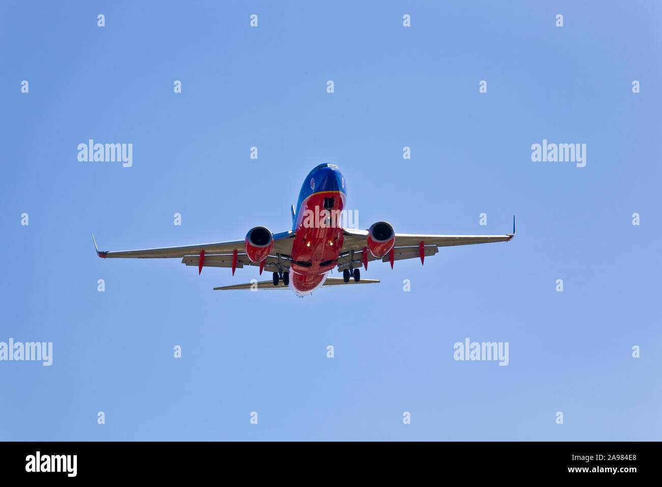 Passenger jet airplane landing at San Diego Linberg Field, CA US Stock ...