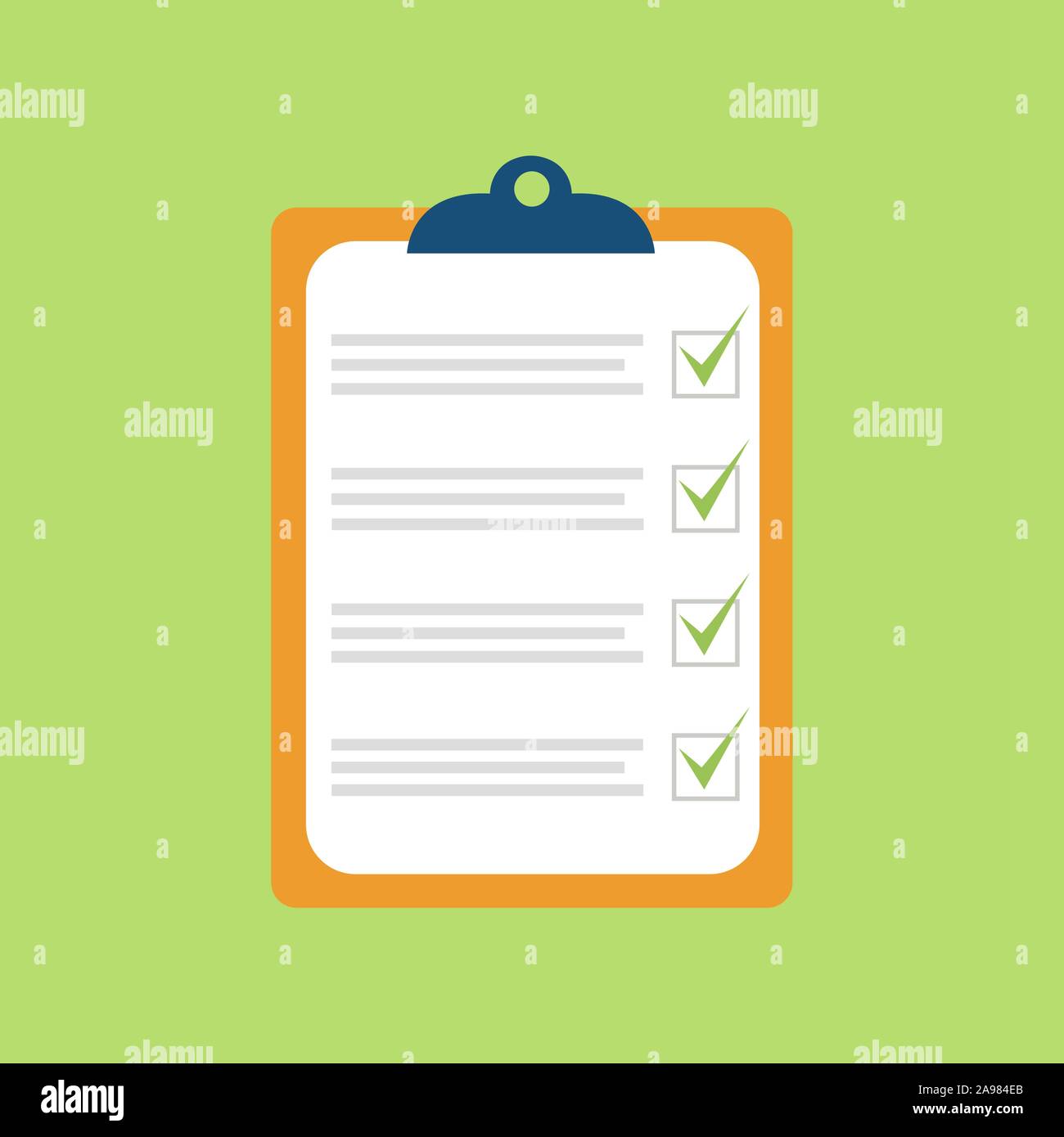 Check list on the notebook isolated on green. Vector illustration Stock ...