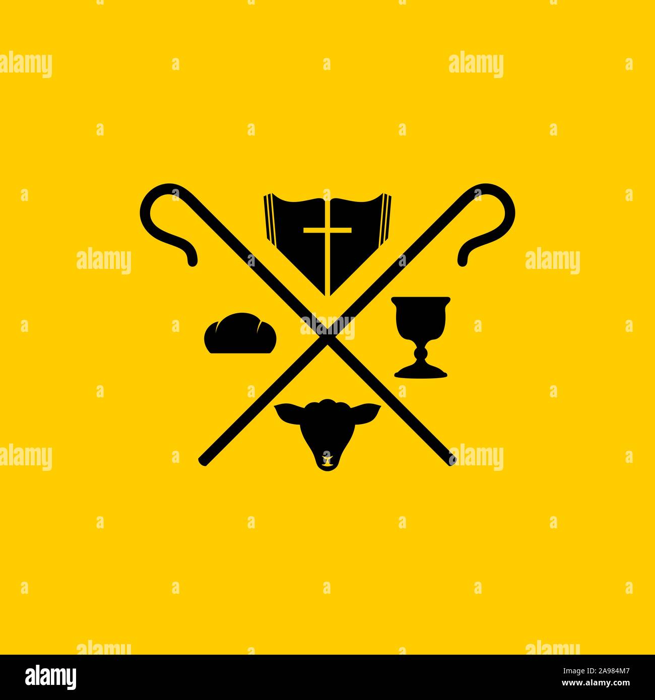 Christian symbols. The Bible, the cross of Jesus Christ, the ...