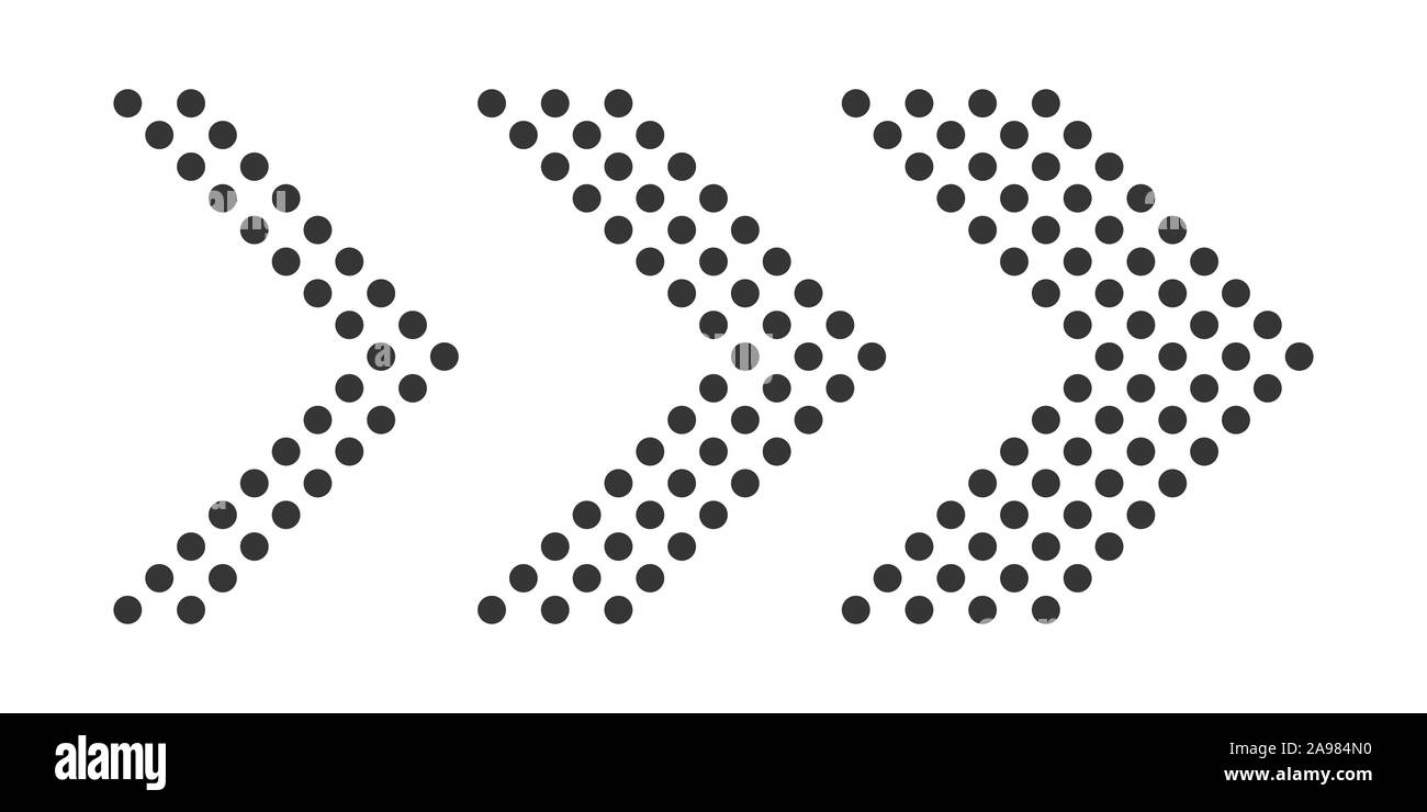 Set of dotted arrows. Arrow icon isolated. Black vector arrows ...