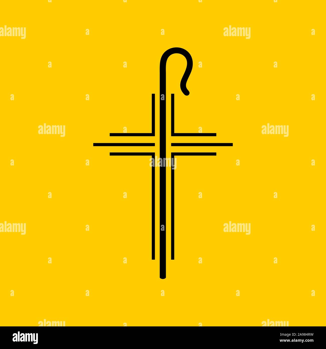Christian symbols. The cross of Jesus and the shepherds staff Stock ...