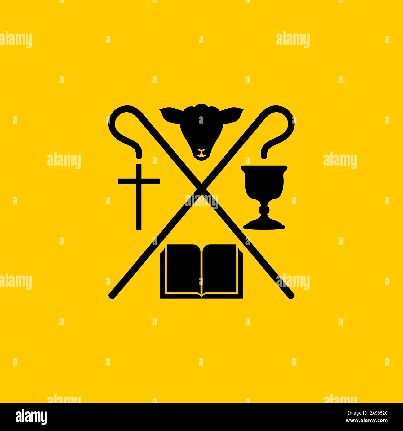 Christian symbols. The Bible, the cross of Jesus Christ, the ...