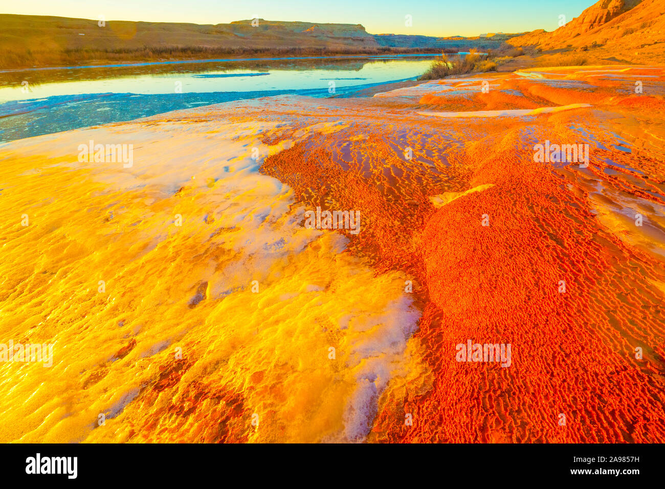 Ice at Crystal Geyser, Green River, Utah, Travetine formation from ...