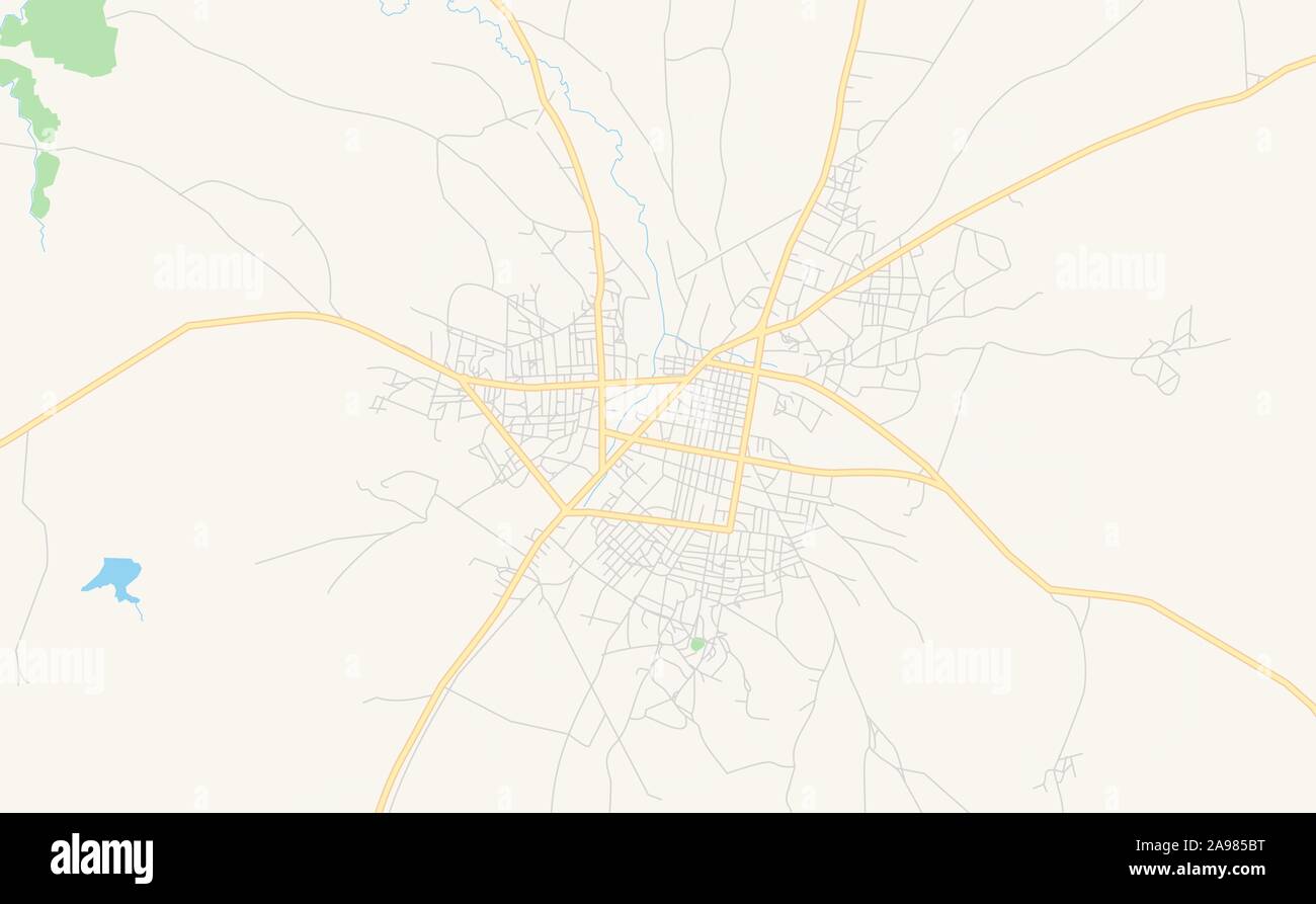 Printable street map of Kandi, Benin. Map template for business use ...