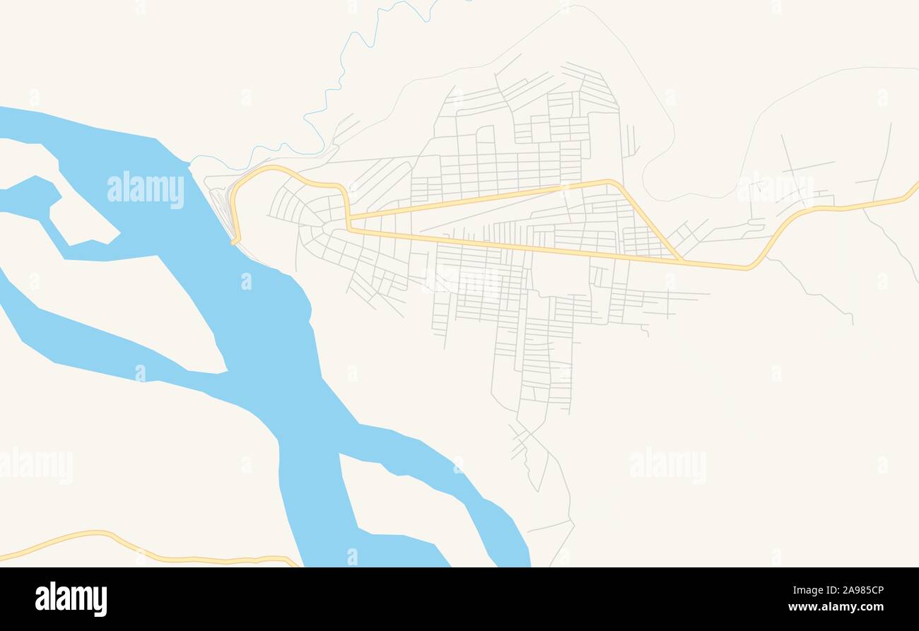 Printable street map of Ilebo, DR Congo. Map template for business use ...