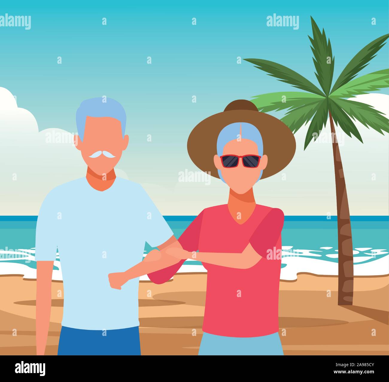avatar old couple at the beach Stock Vector Image & Art - Alamy