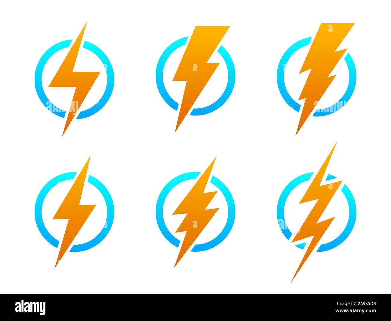 Big set of Lightning icons. Vector lightning in circle. Color electric ...