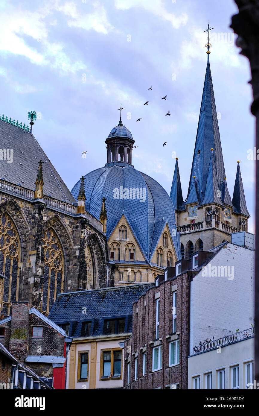 Roof of Aachen Cathedral (German: Aachener Dom), a Roman Catholic ...