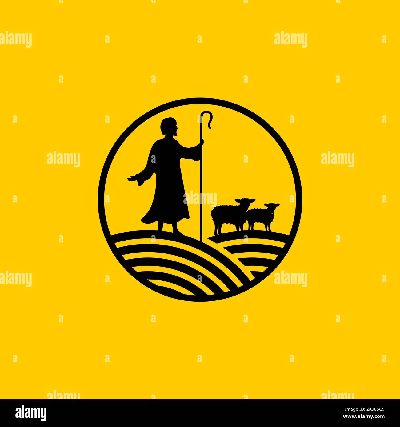 Christian symbols. Shepherd and his lambs Stock Vector Image & Art - Alamy