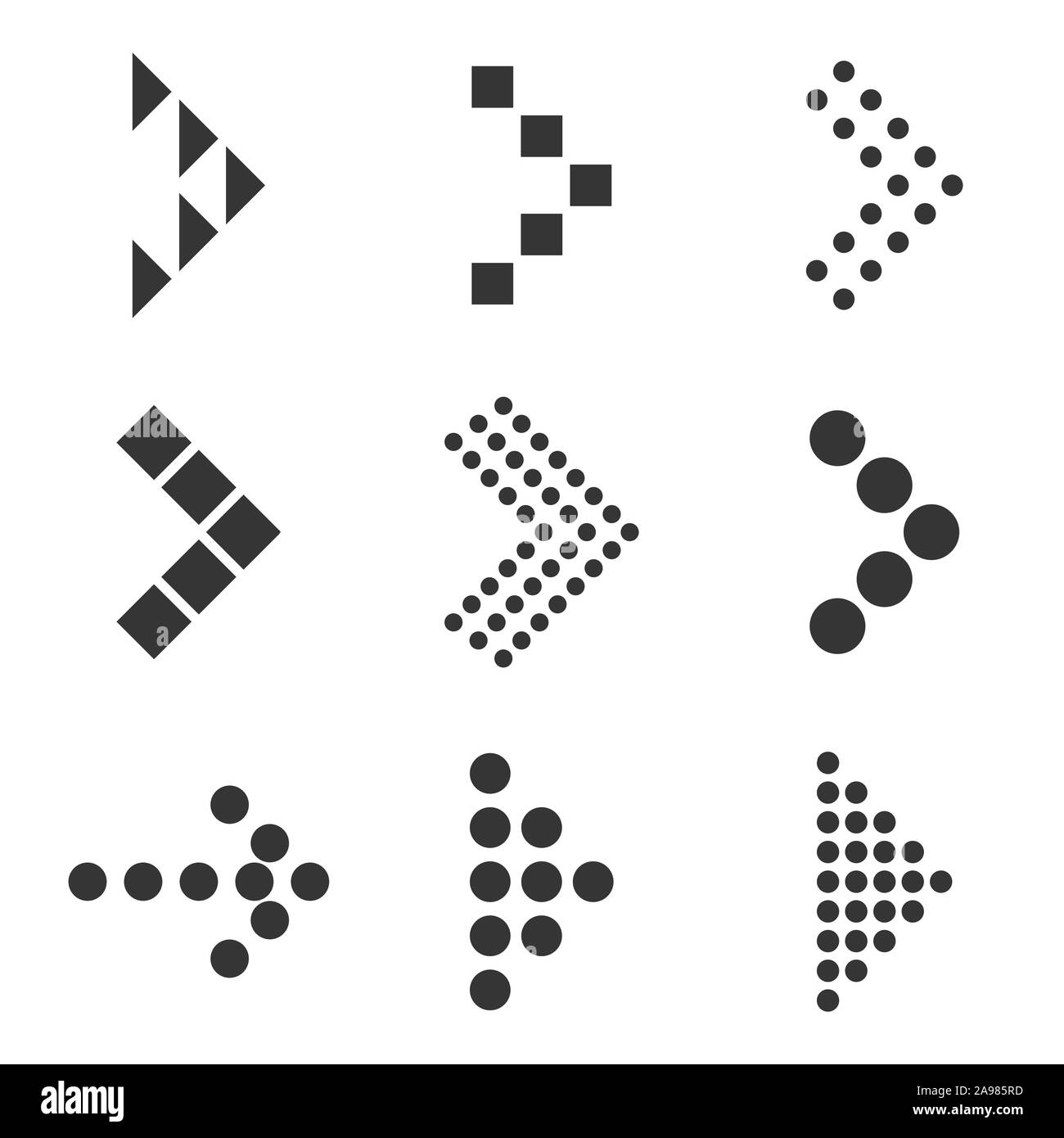 Set of dotted arrows - vector. Arrow icon isolated. Black dotted vector ...