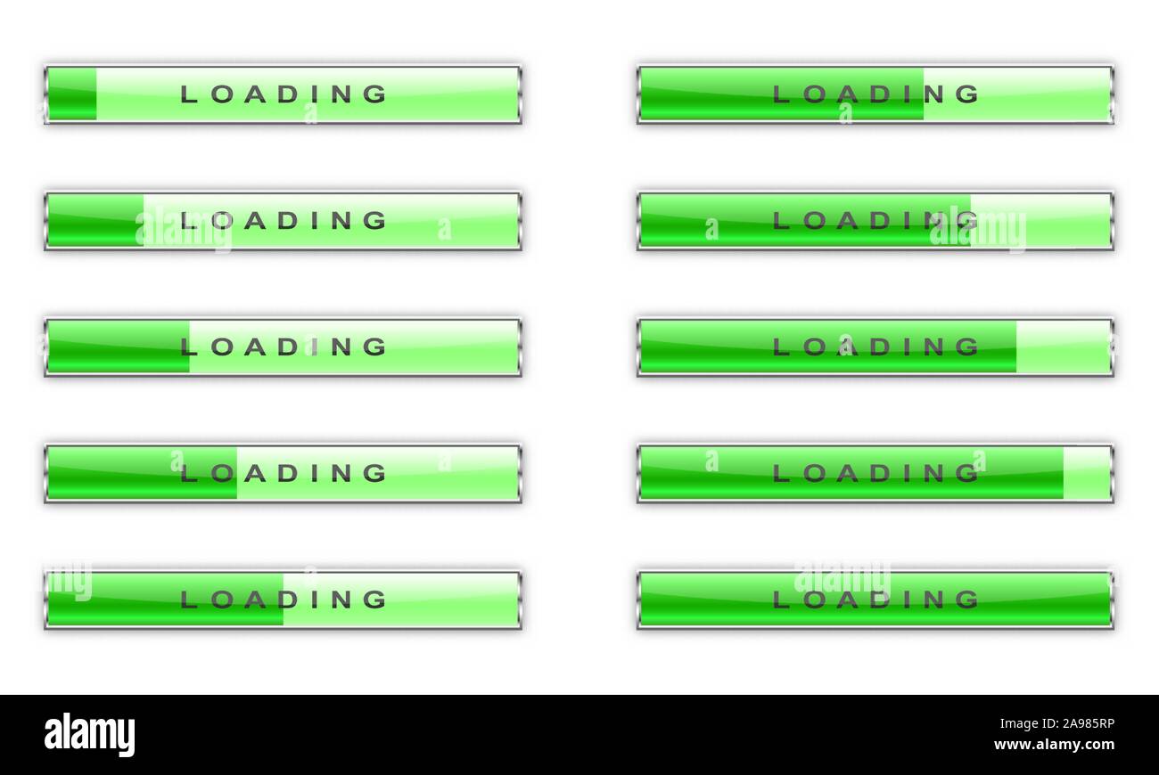 Set of vector loading icons. Color progress loading bar isolated ...