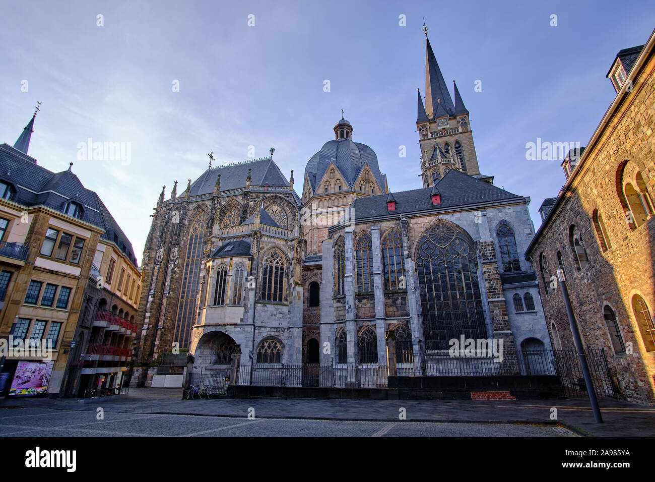 View from "Katschhof" square at Aachen Cathedral (German: Aachener Dom ...