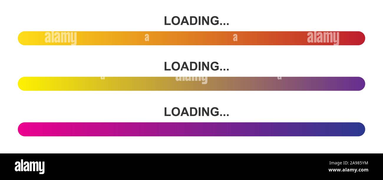 Set of vector loading icons. Colorful progress loading bar isolated ...