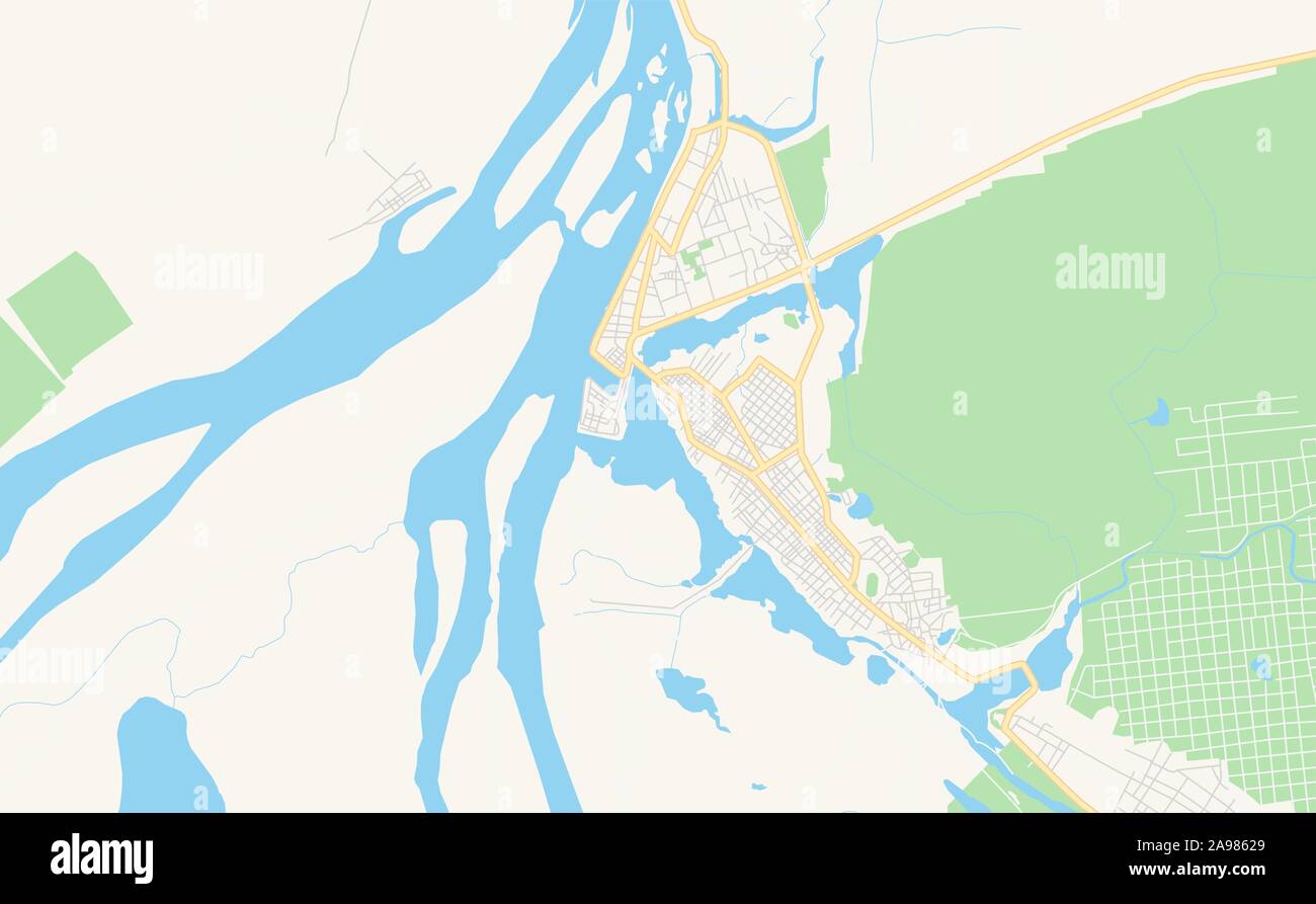 Printable street map of Mopti, Mali. Map template for business use ...