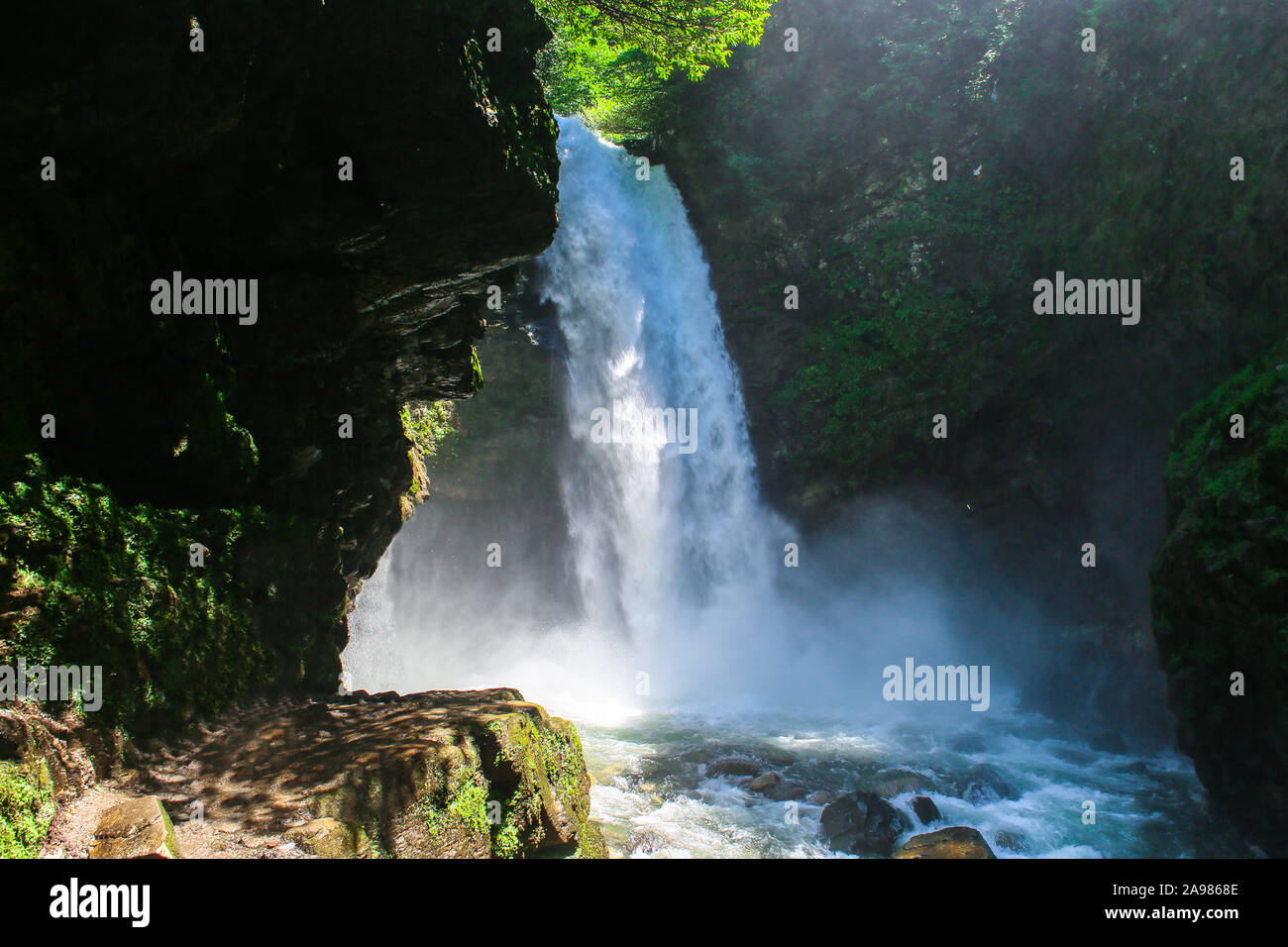 Palovit Waterfall in summer. Region gets high amount of rain during the ...