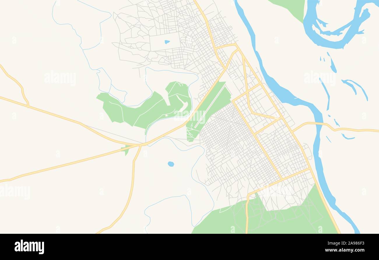 Printable street map of Sarh, Chad. Map template for business use Stock ...