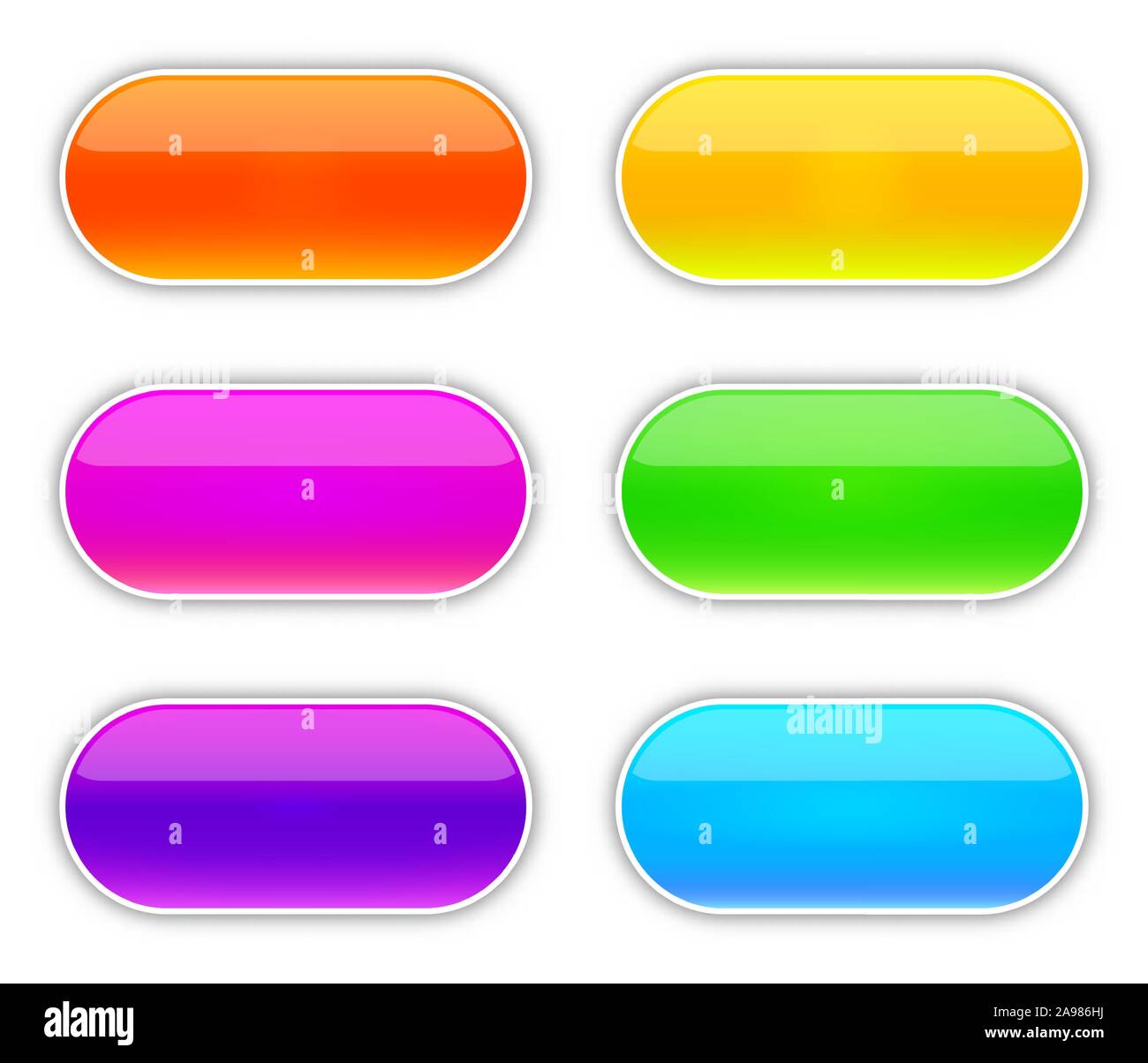 Set of vector glossy buttons. Blank web glossy buttons. Colored bright ...