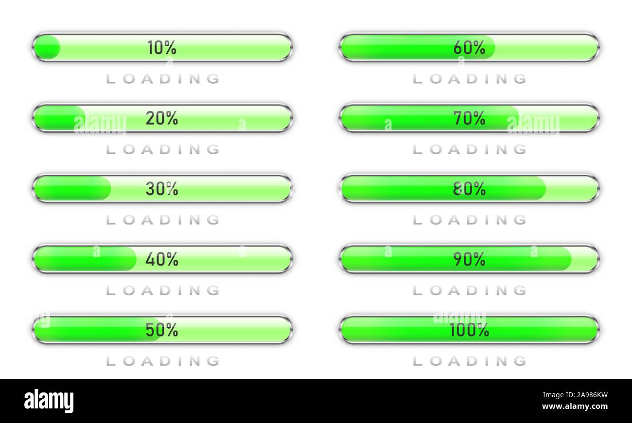 Set of vector loading icons. Color progress loading bar isolated ...