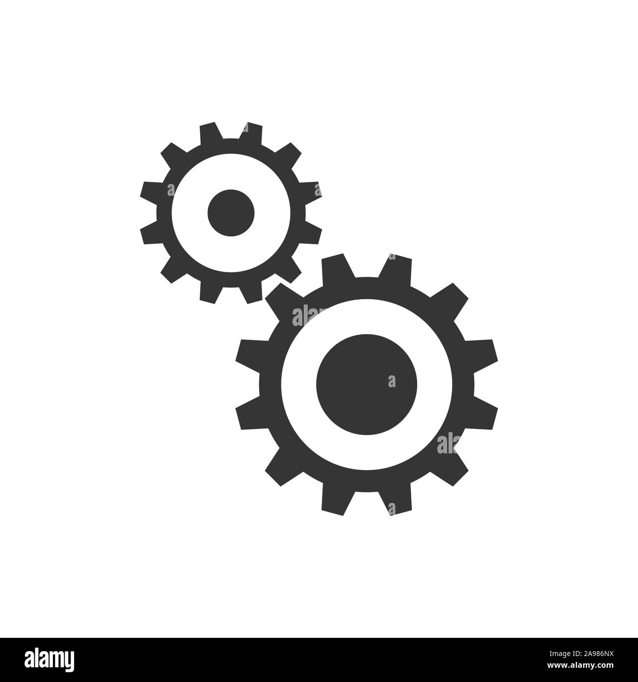 Gears on a white background. Gear vector icon. Black gears in flat ...