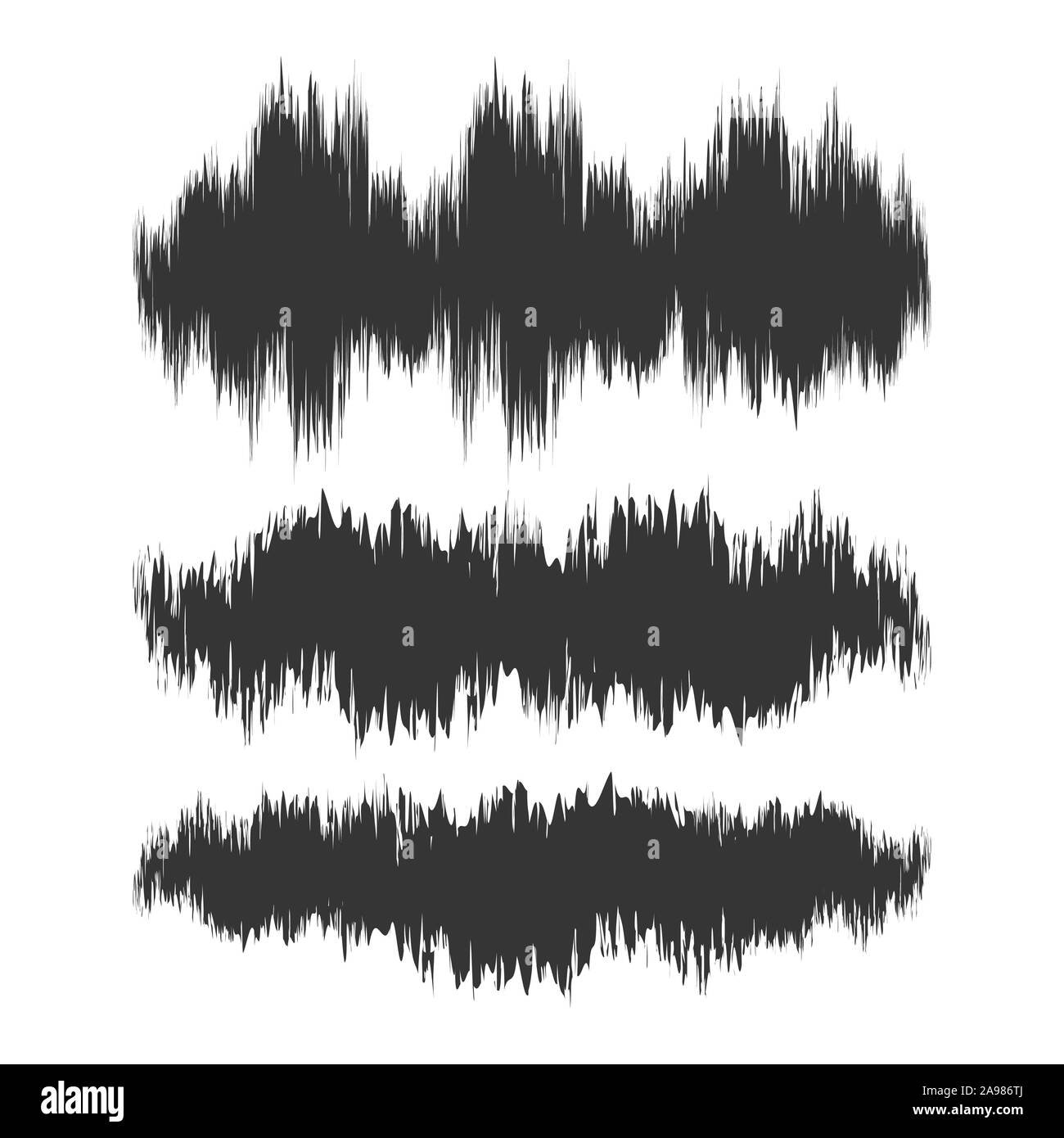 Set of black sound waves. Vector illustration. Abstract audio waves ...
