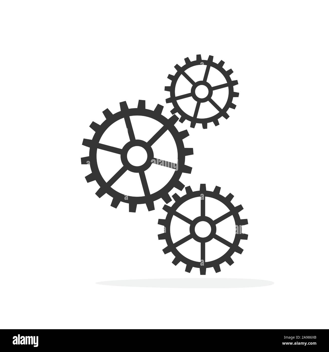 Gears on a white background. Gear vector icon. Black gears in flat ...
