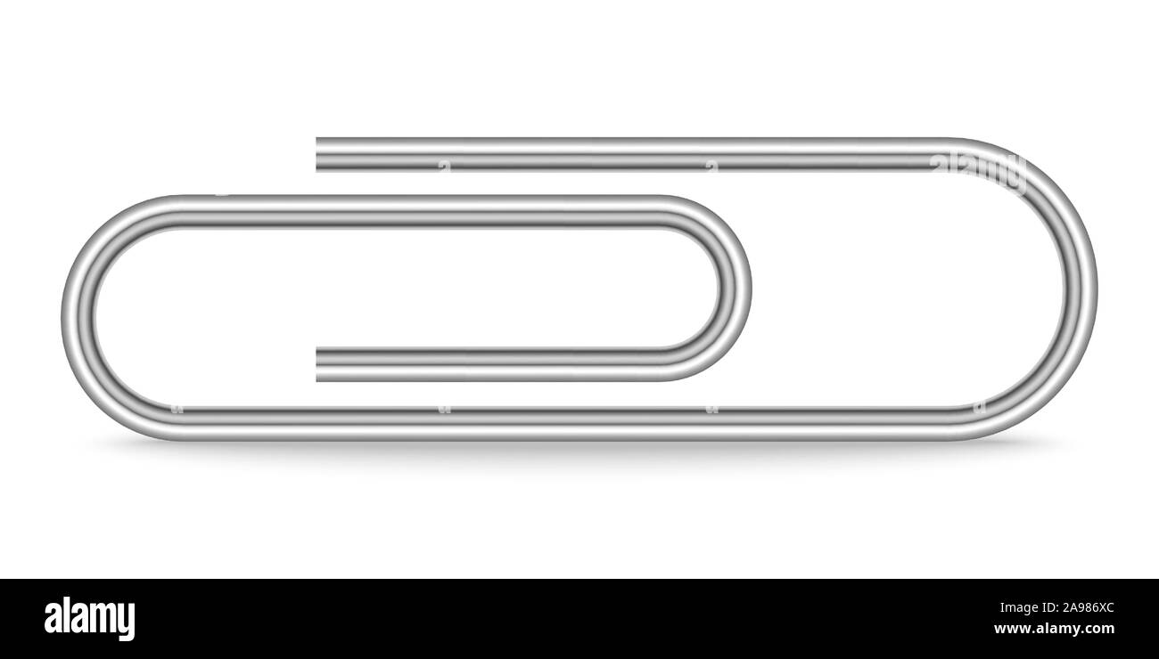 Metallic Paper clip icon isolated. Realistic steel paper clip. Vector ...
