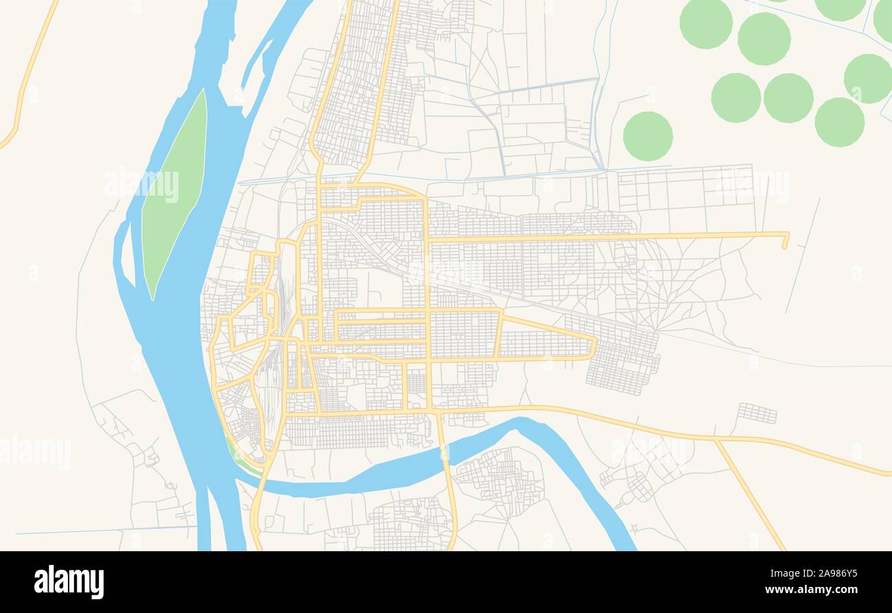 Printable street map of Atbara, Sudan. Map template for business use ...