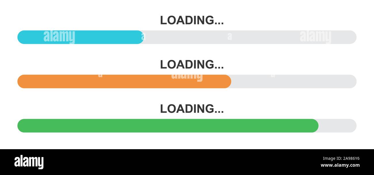 Set of vector loading icons. Flat progress loading bar isolated. Download sign. Vector loading ...