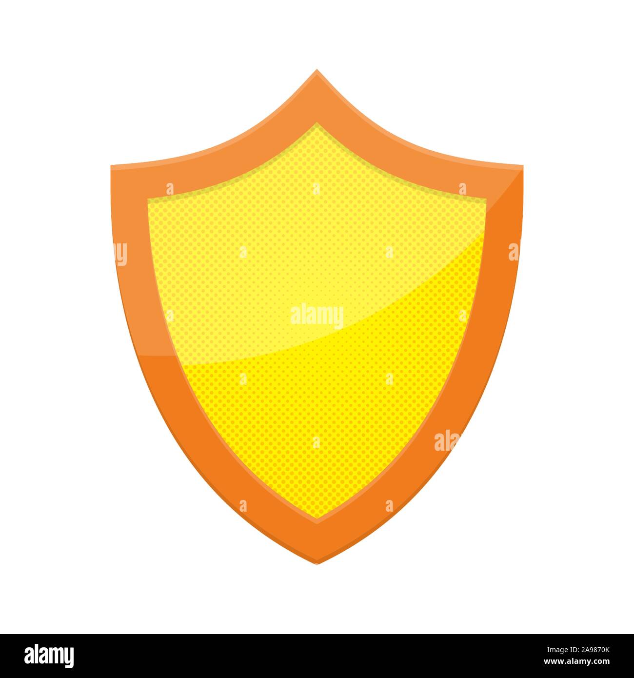 Vector Shield icon isolated. Yellow bright Shield icon. Dotted Shield ...