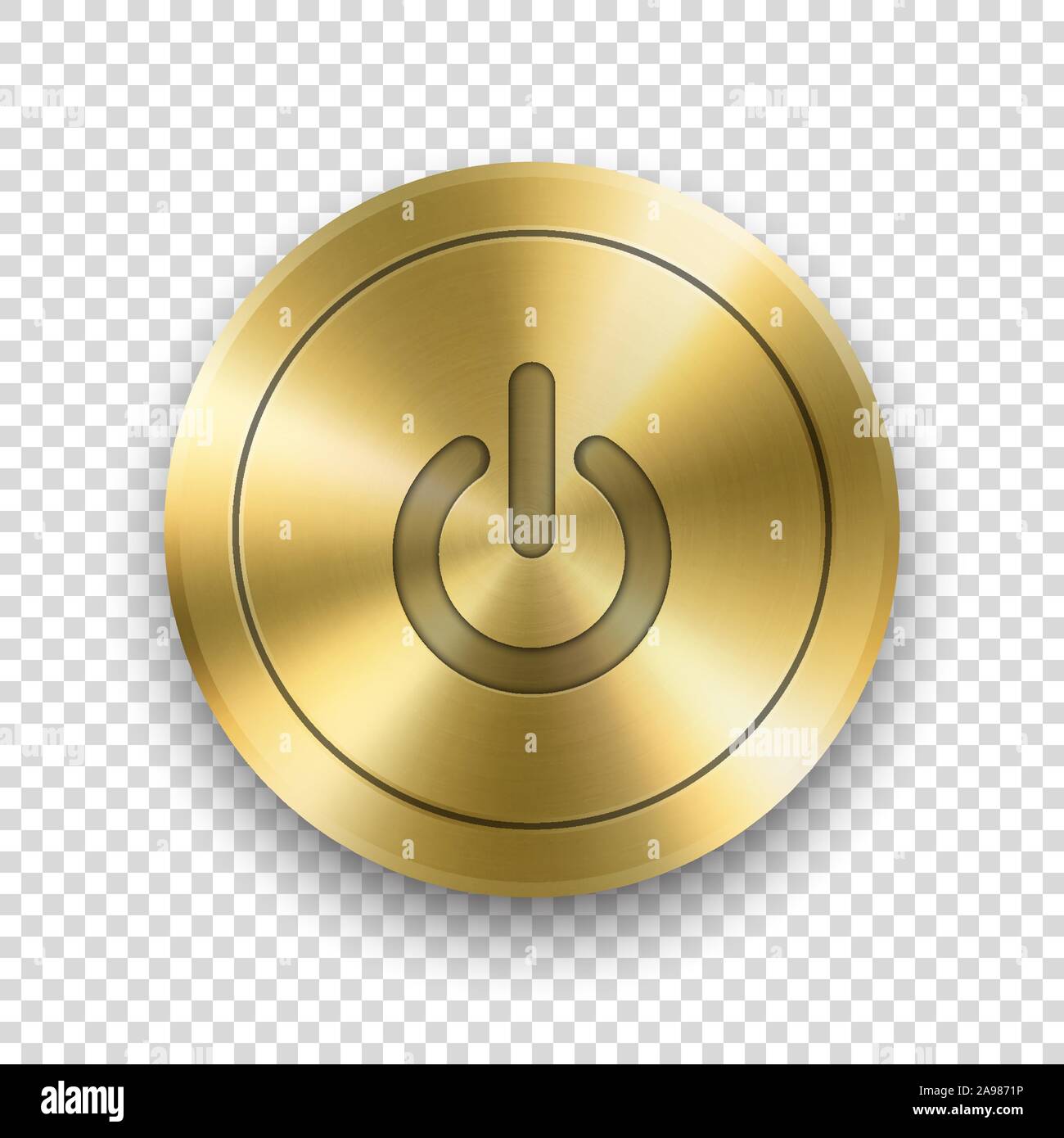 Vector 3d Realistic Metallic Golden Knob. Design Template of Metal Gold ...