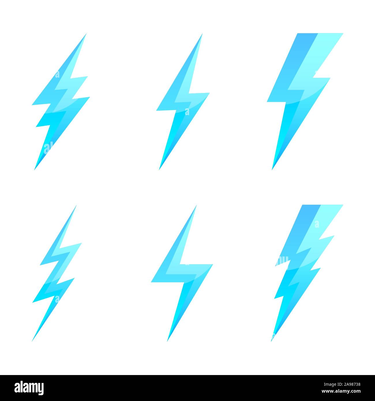 Big set of Lightning icons. Vector lightnings. Blue electric power logo ...