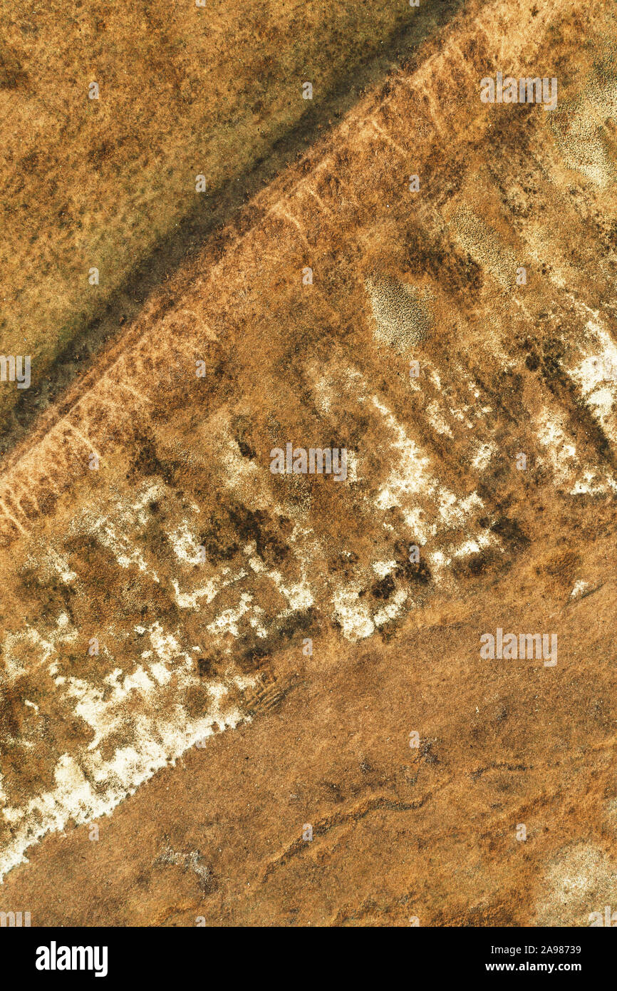 Abstract texture of plain landscape countryside from drone pov Stock ...