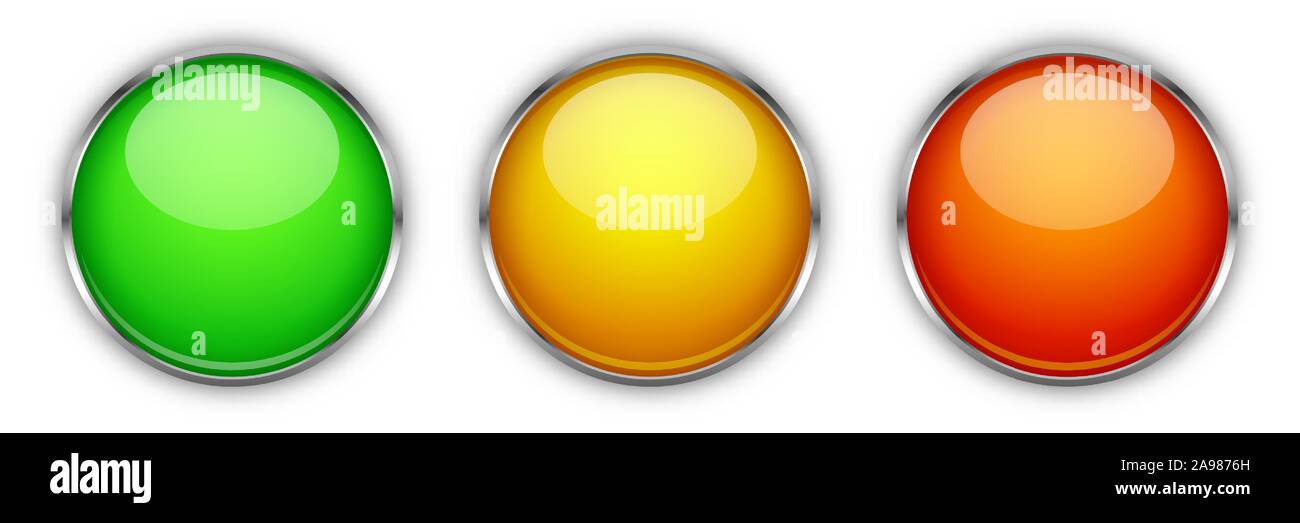 Set of vector glossy buttons. Glass buttons isolated. Colored bright ...