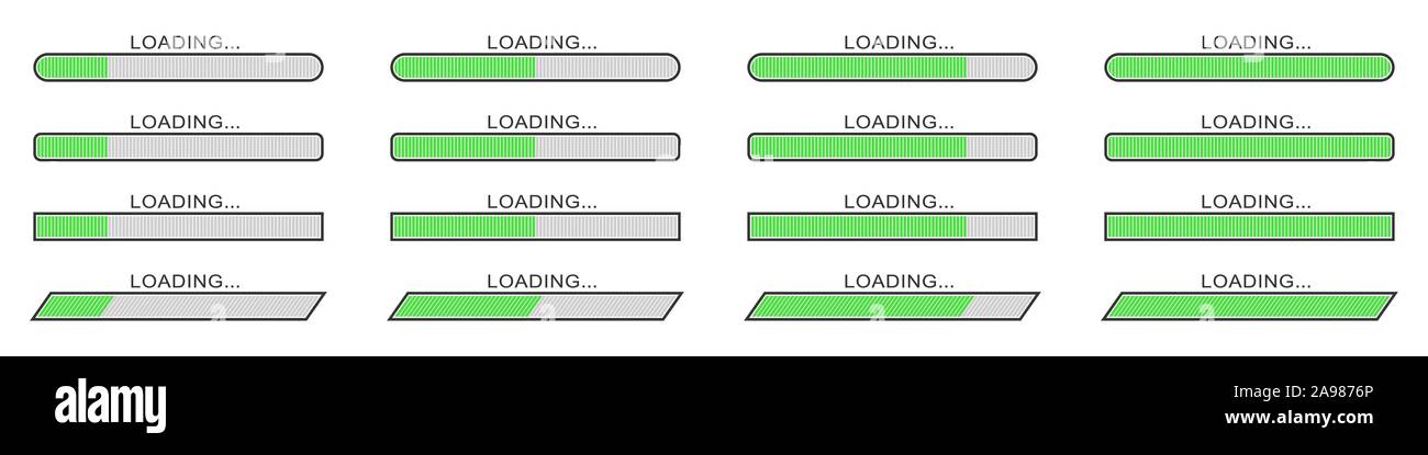 Set of vector loading icons. Flat progress loading bar isolated ...