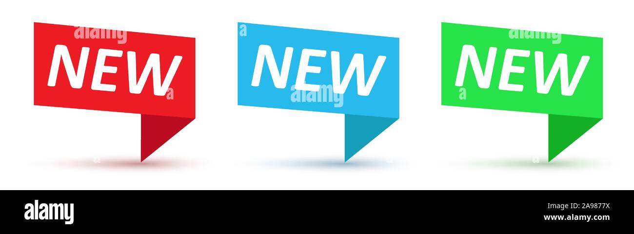 Set of New tag icons isolated. Vector illustration. Colorful origami ...