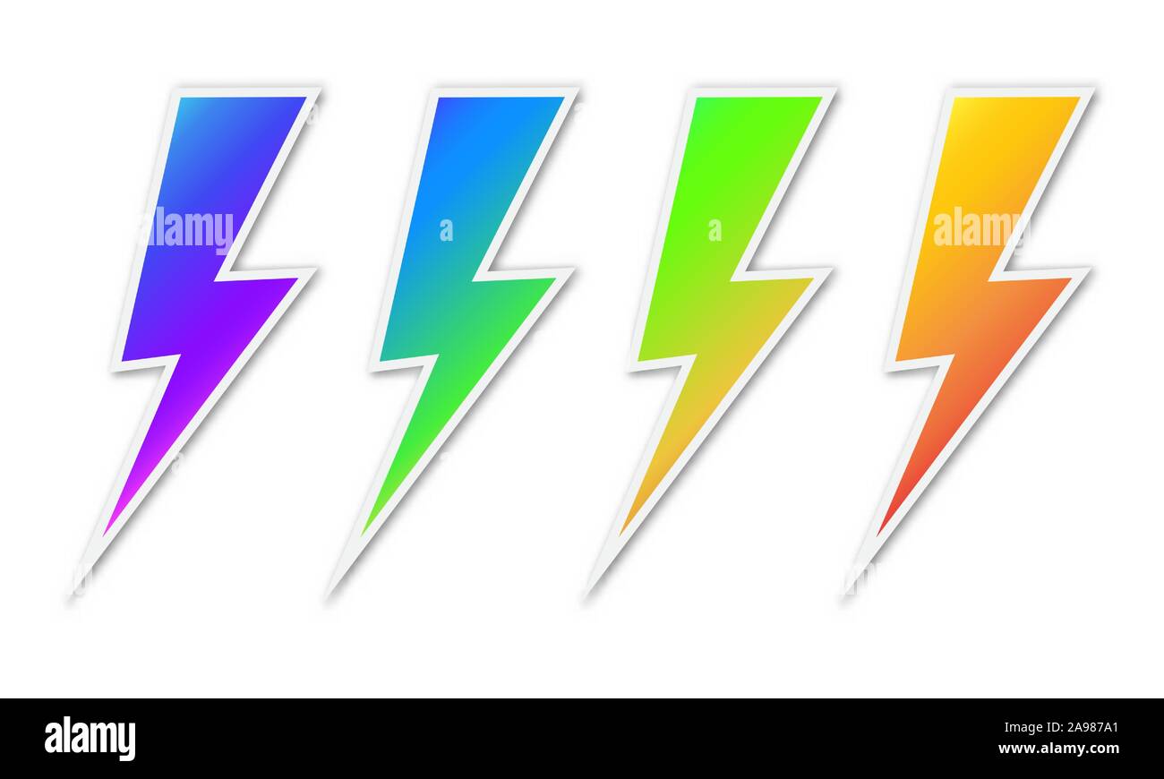 Set of vector Lightning icons. Paper stickers with shadow. Symbols of ...