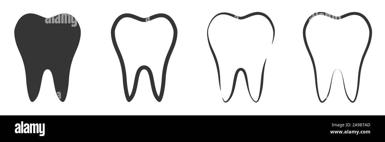 Vector Tooth icons set. Black tooth icons isolated. Tooth icon in flat ...