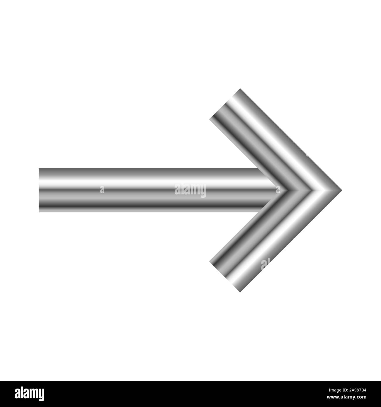Metal right arrow isolated. Vector silver arrow. Chrome Arrow icon ...