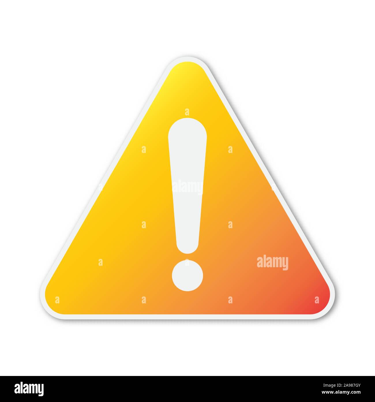 Vector danger or warning symbol. Paper sticker isolated. Triangular ...
