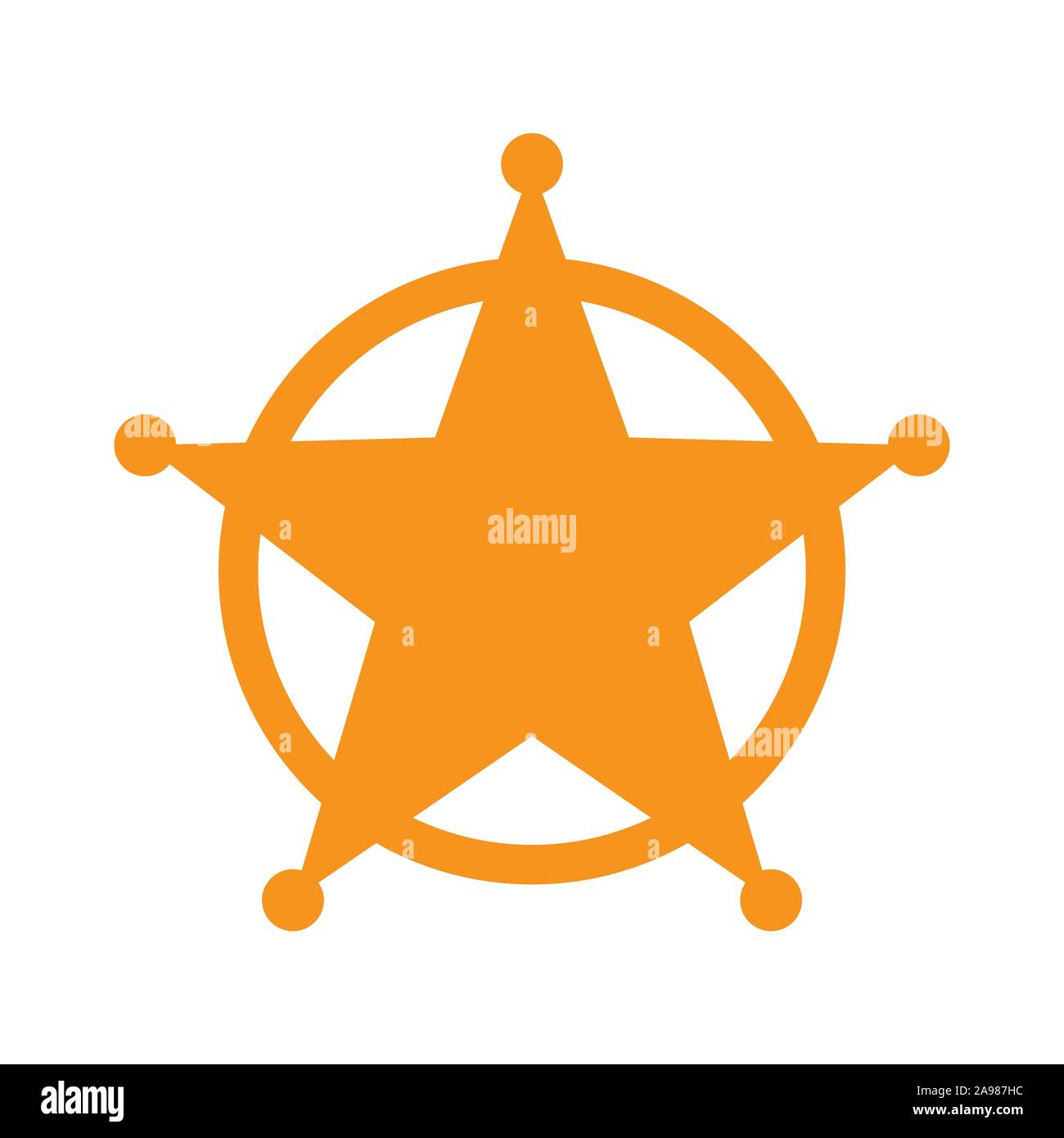Sheriff Star icon isolated. Yellow vector star icon. Star in flat ...