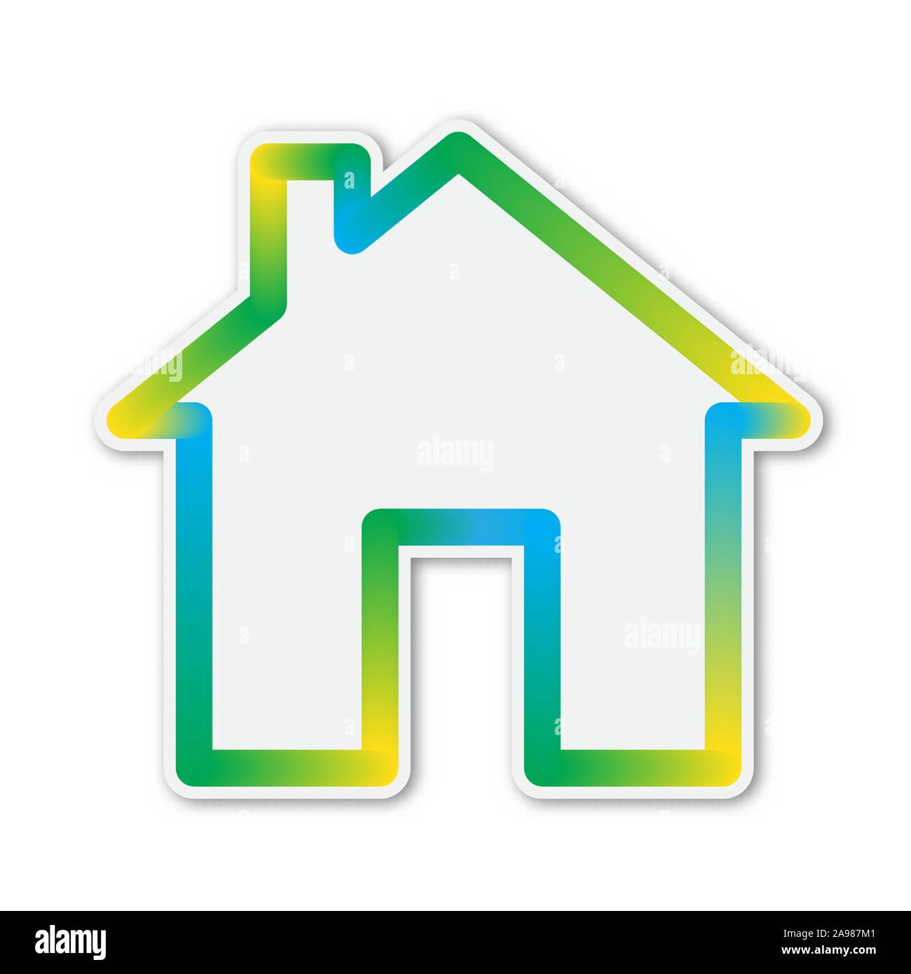 Vector House icon. Paper sticker with shadow. Colorful symbol of ...