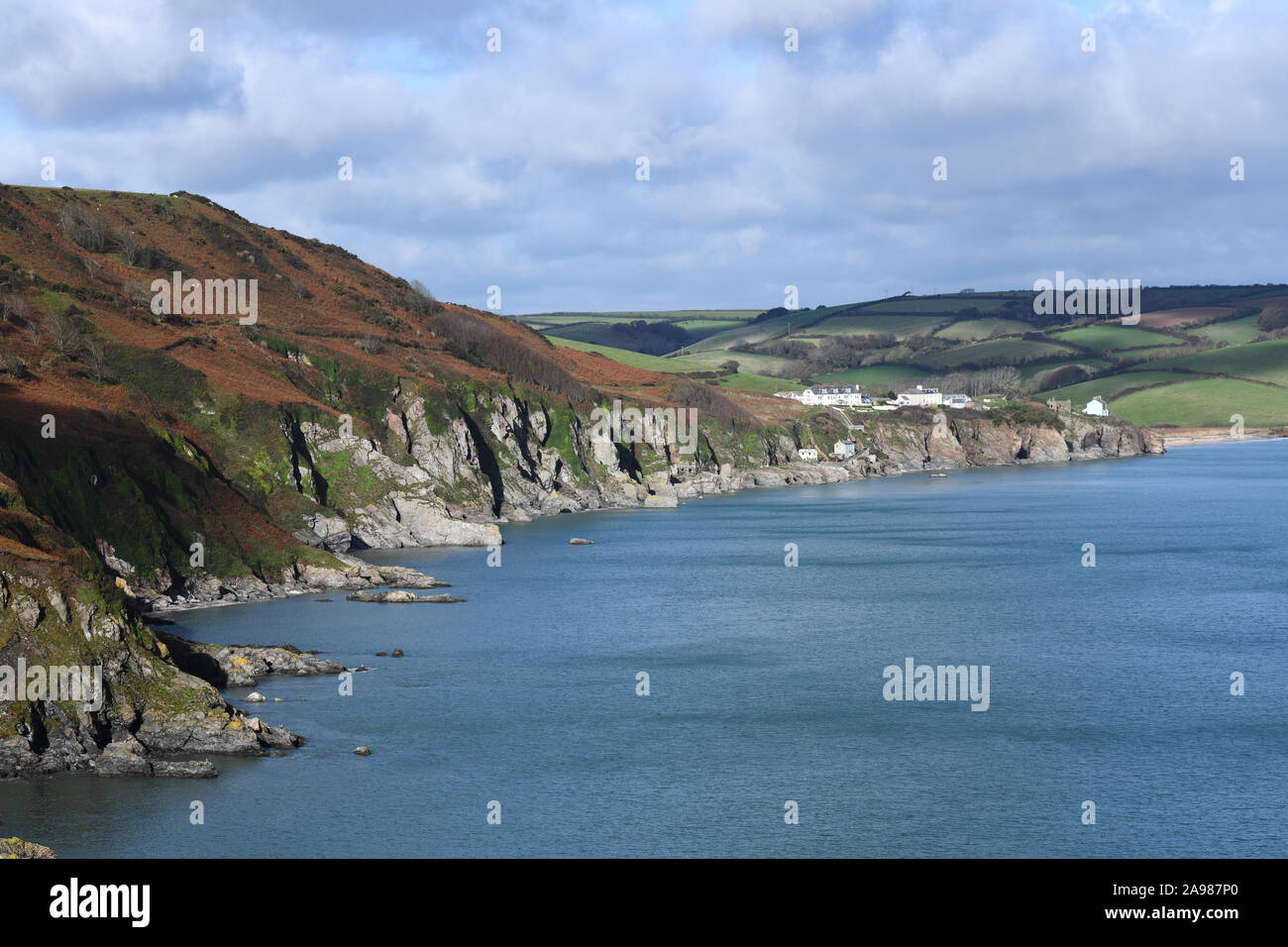 Upper Hallsands as seen from Start Point on the Devon Coast.,England ...