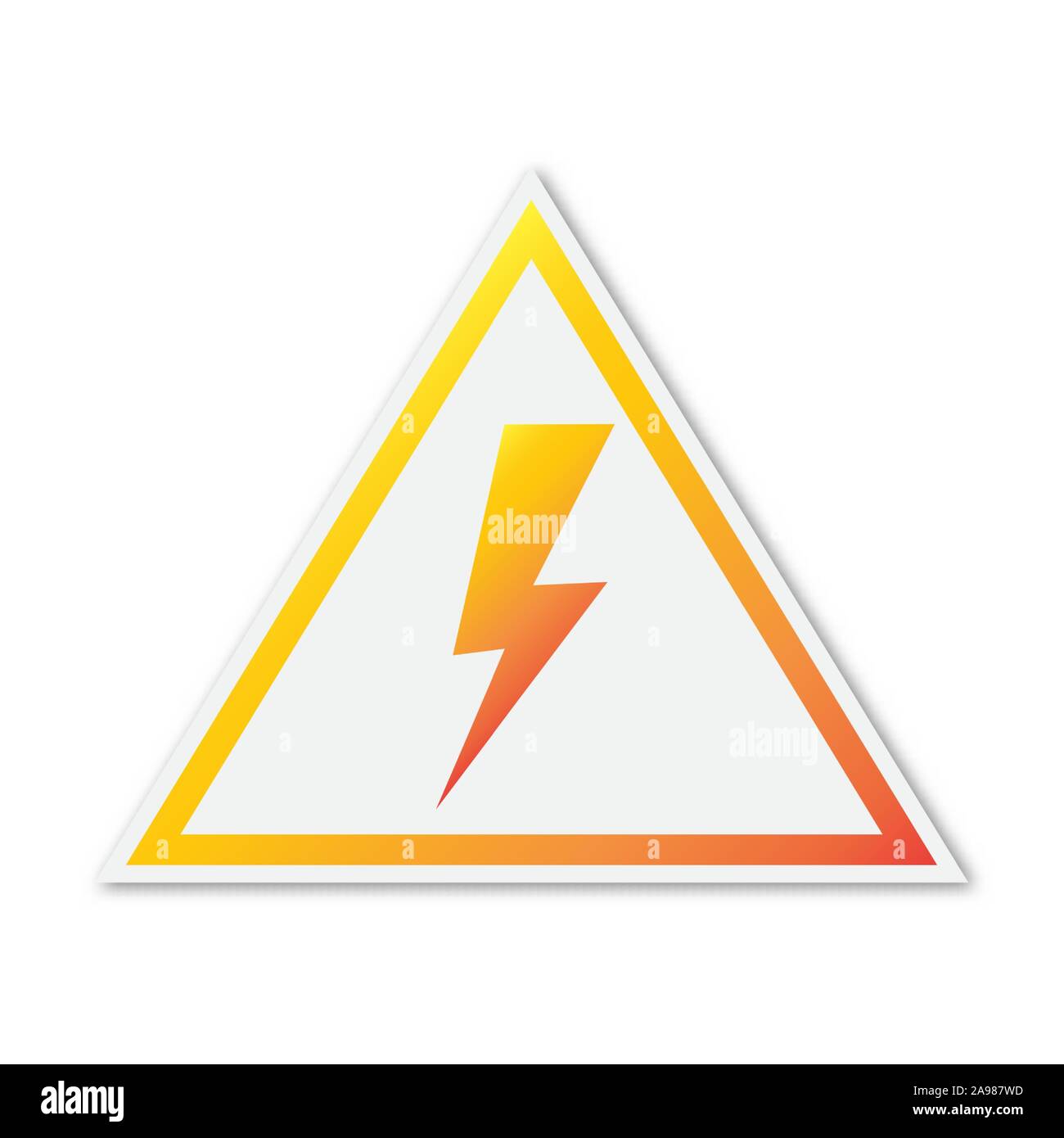 Vector Lightning icon. Paper sticker isolated. Danger or warning symbol ...