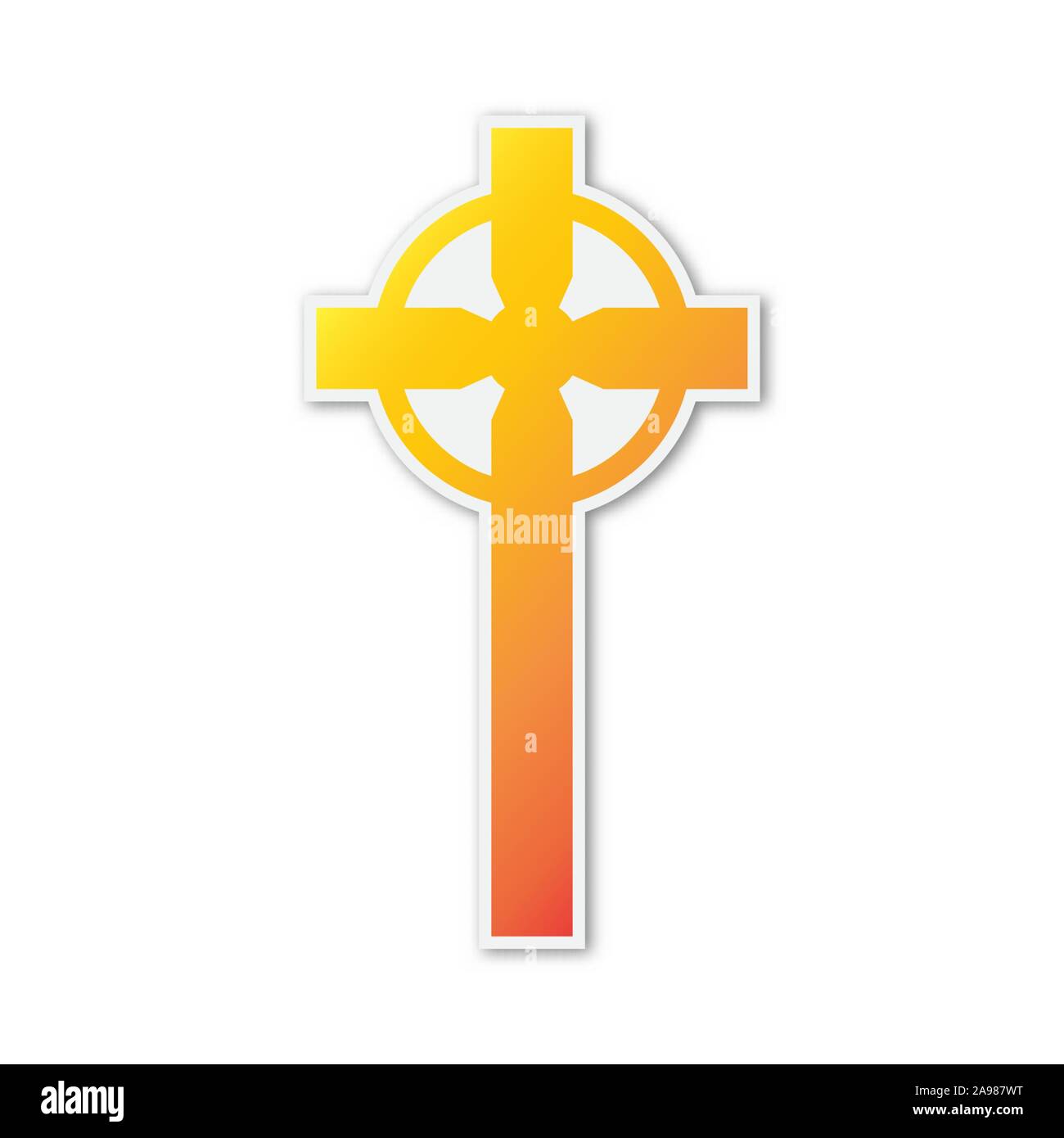 Vector christian Cross icon. Paper sticker with shadow. Colorful ...