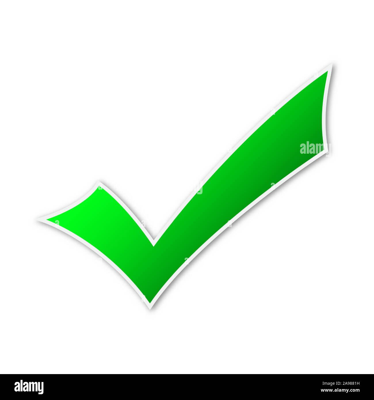 Vector Check mark. Paper sticker with shadow. Green Check mark isolated ...