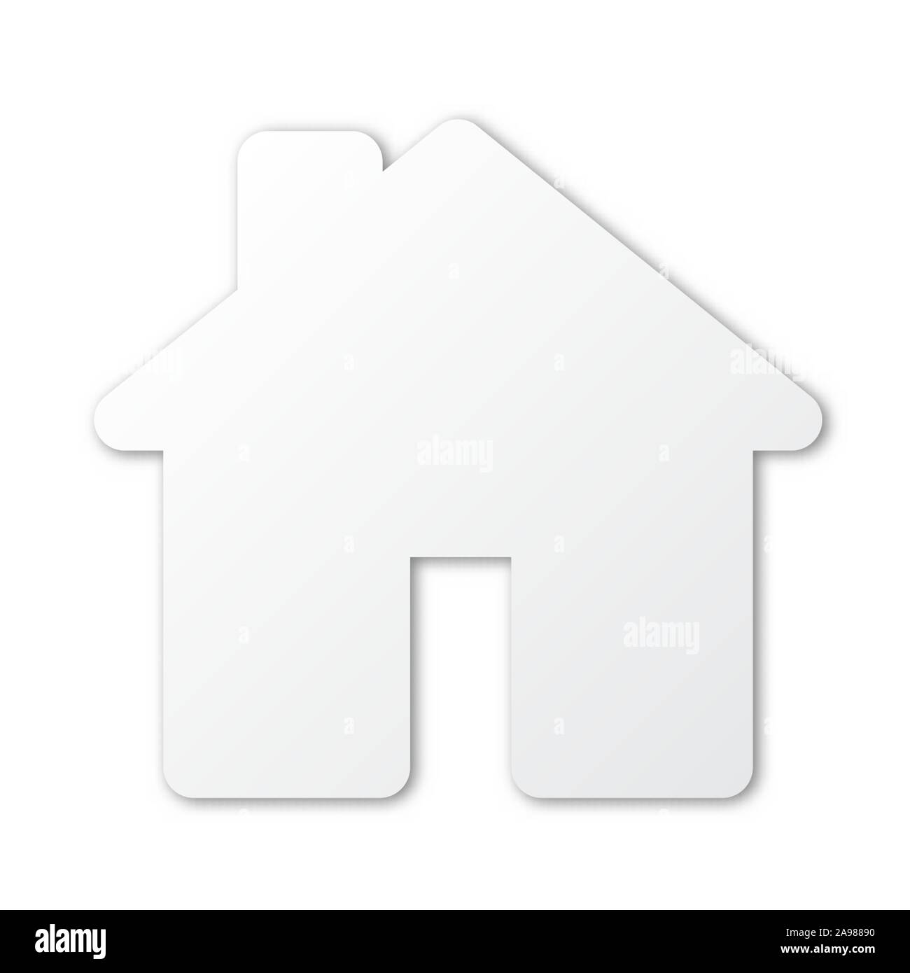 Vector House icon. Paper sticker with shadow. White symbol of Building ...